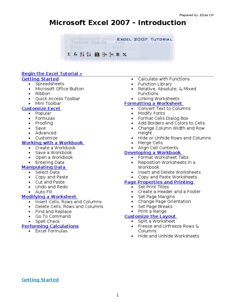 Microsoft Excel 2007-Introduction | Microsoft Excel | Spreadsheet