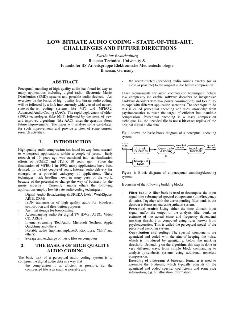 Low Bit Rate Coding | PDF | Data Compression | Mp3