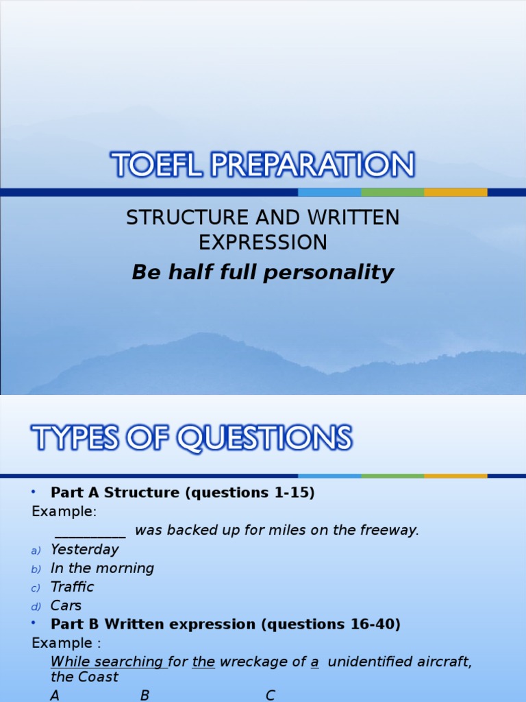 TOEFL Grammar Practice Guide | PDF | Verb | Adjective