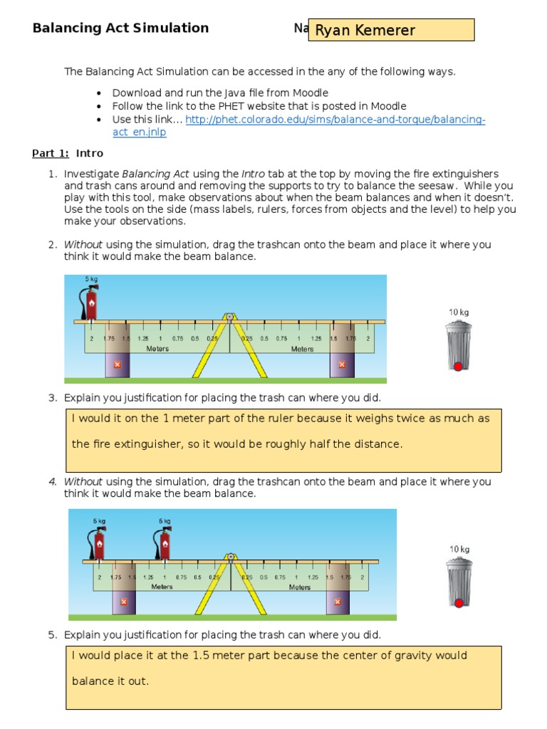 Balancing Act Simulation Guide | PDF | Weighing Scale | Mass