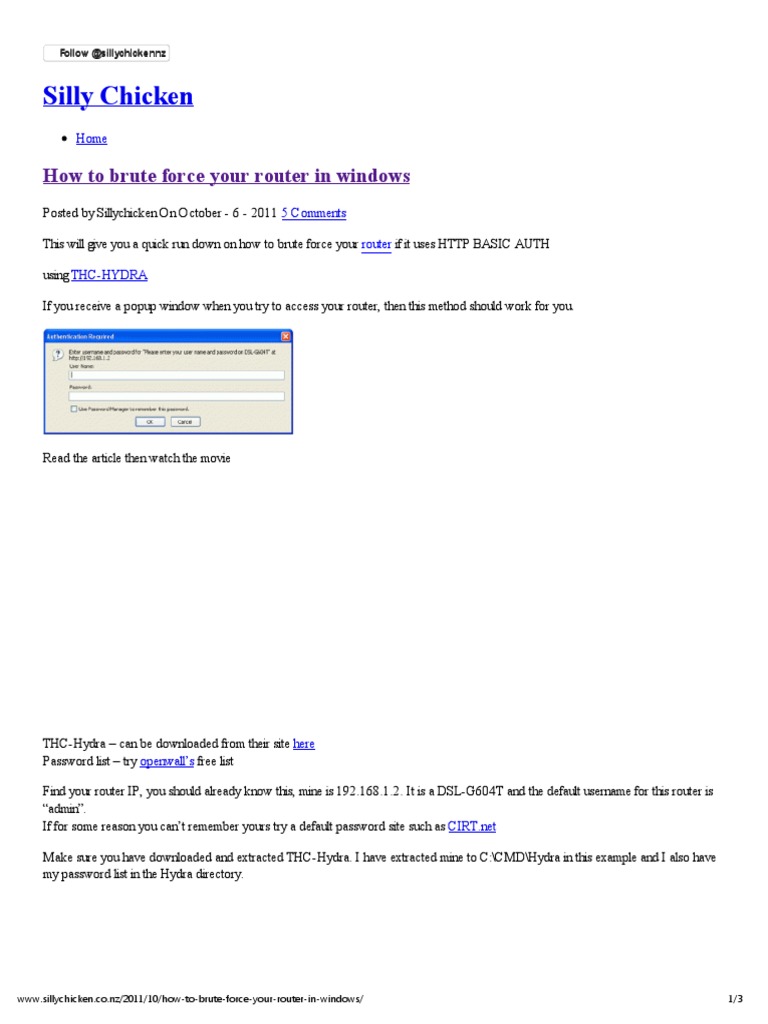 How To Brute Force Your Router in Windows | PDF | Password | Cyberwarfare
