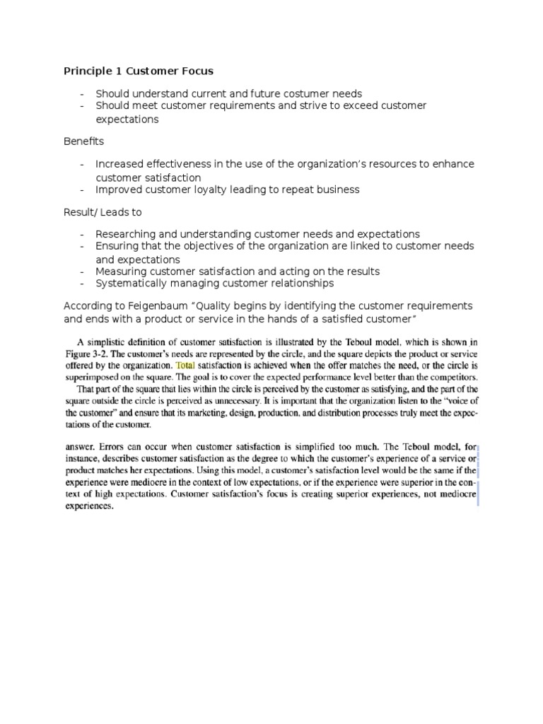 Principle 1 Customer Focus | PDF | Leadership | Employment