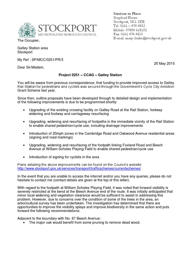 Gatley Station Access Improvement Plans | PDF | Trail | Trees