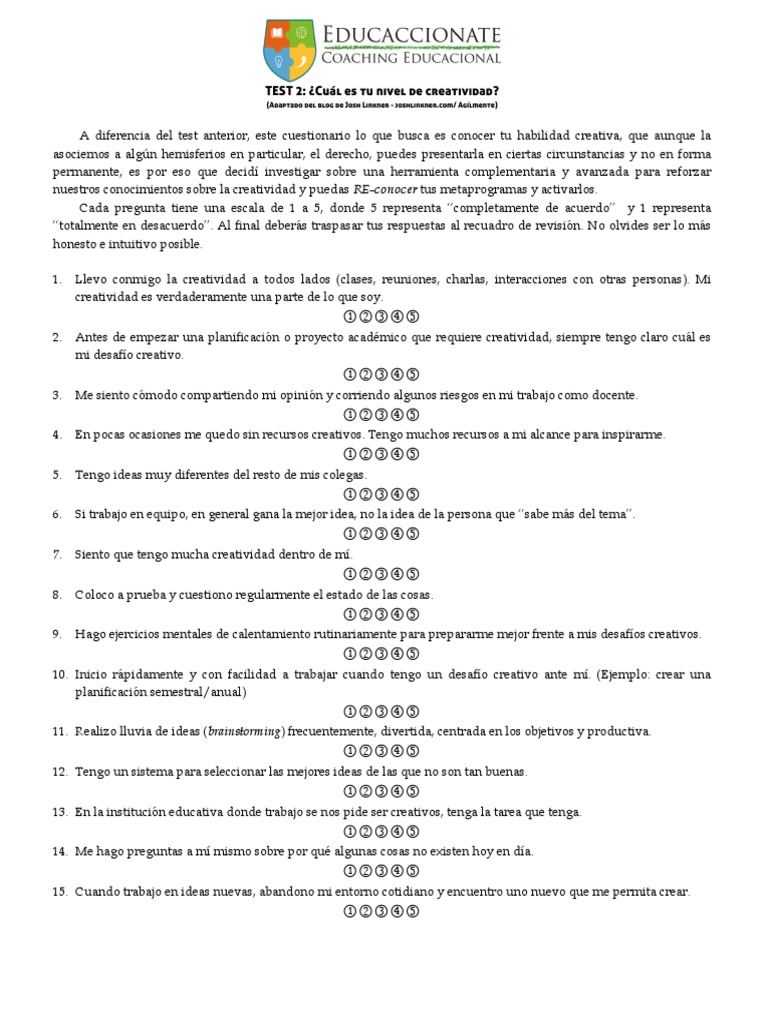 Test de Creatividad 2 | PDF | Creatividad | Sicología