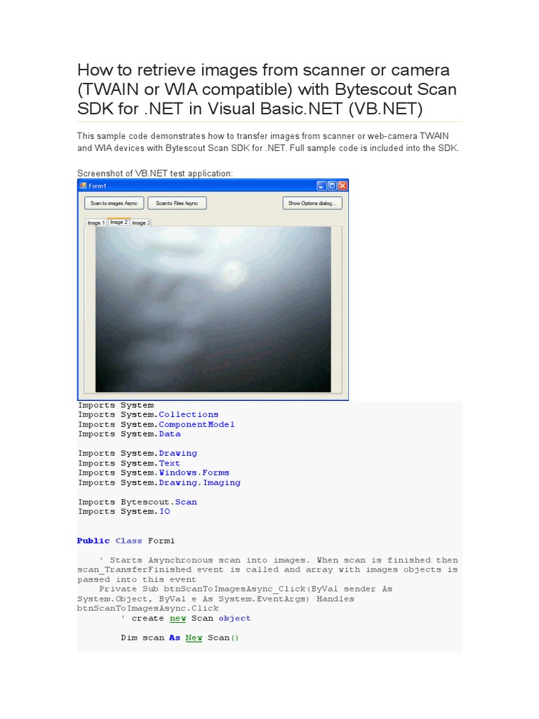 Retrieving Images from Scanners and Cameras using Bytescout Scan SDK in ...