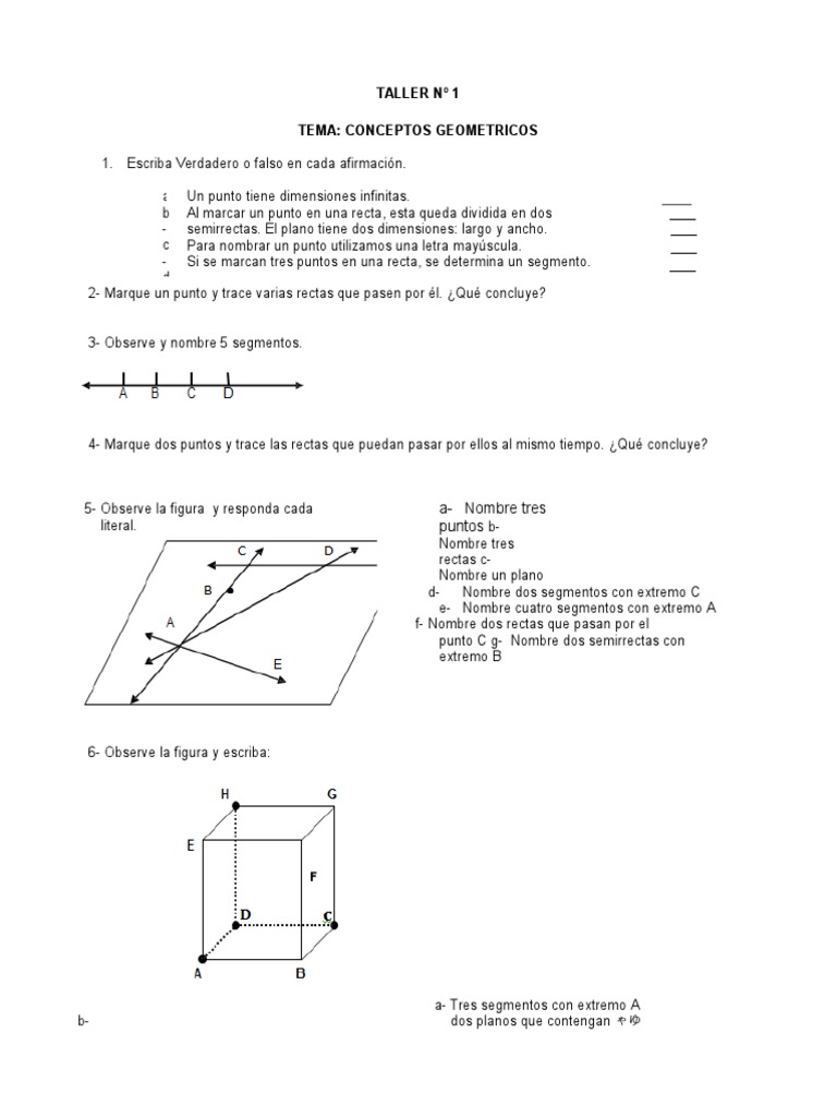 Taller #1 | PDF | Línea (geometría) | Geometria plana)