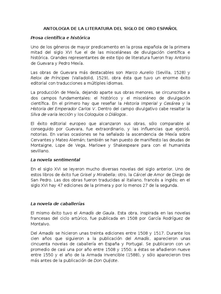 Antología de la Literatura del Siglo de Oro | PDF | Don Juan | Miguel ...