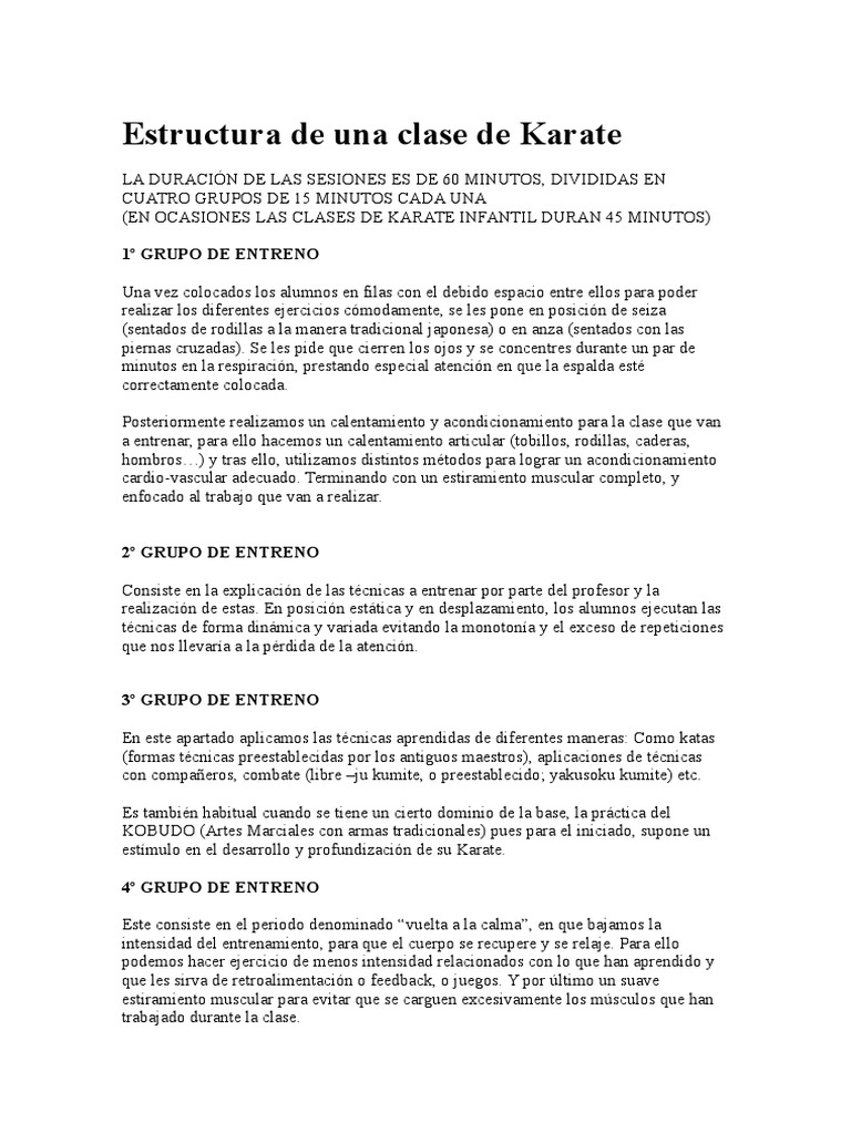 Estructura de Una Clase de Karate | PDF | Kárate | Kata