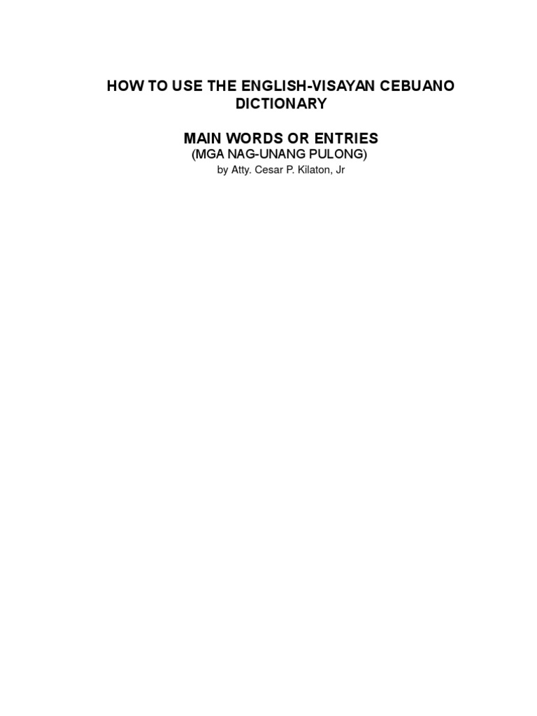 How To Use The English Visayan Cebuano Dictionary | PDF | Stress ...
