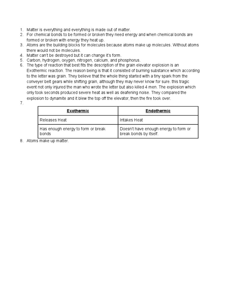 Understanding Matter and Chemical Reactions | PDF | Explosion | Atoms