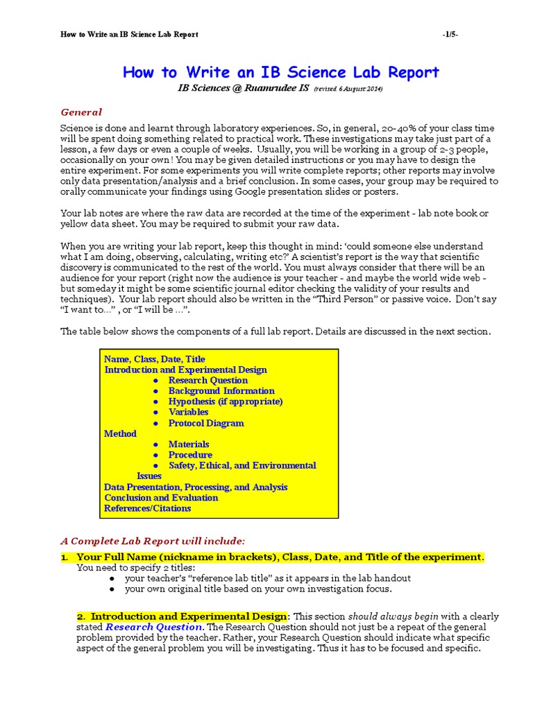 Writing an IB Science Lab Report | PDF | Statistical Hypothesis Testing ...