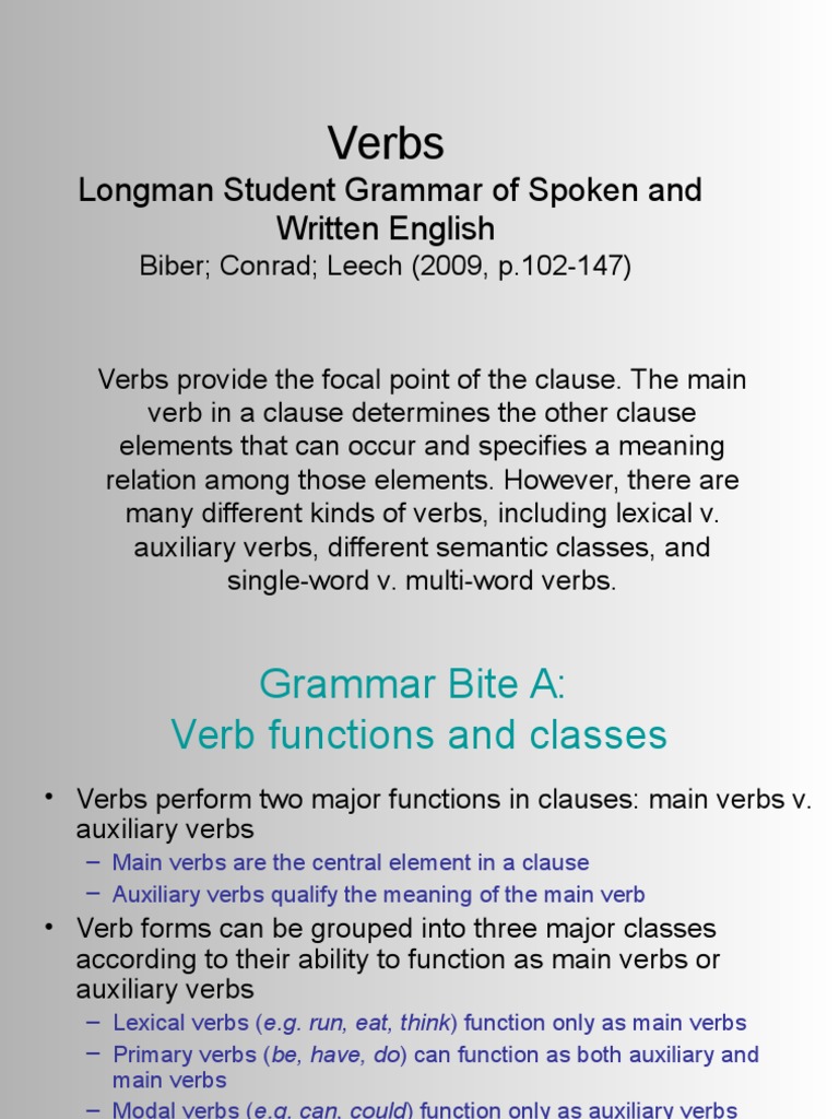 A Comprehensive Overview of Verb Functions, Classes, and Structures in ...