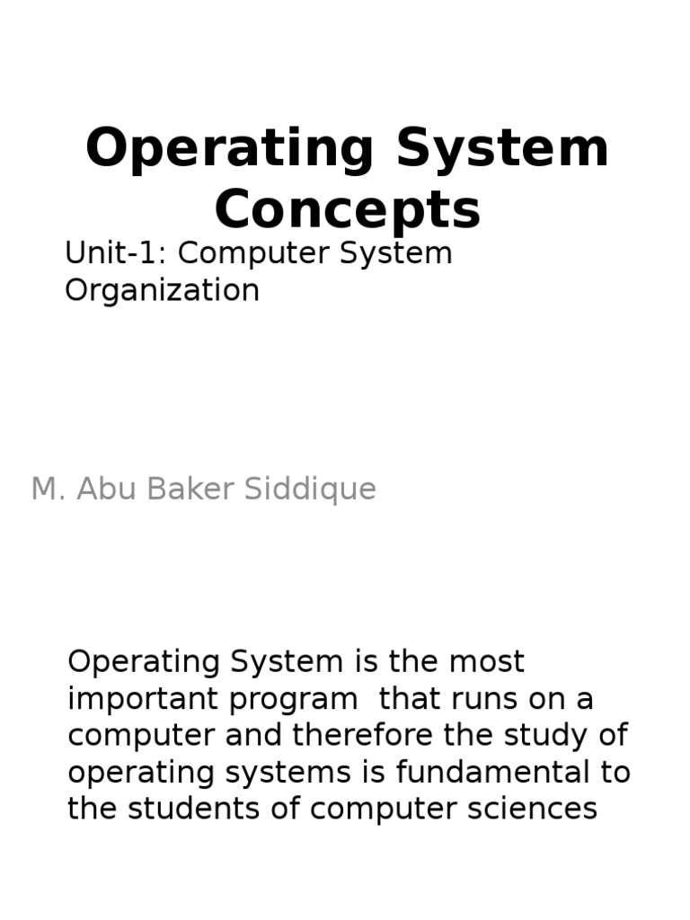 Operating System Concepts: Unit-1: Computer System Organization | PDF ...