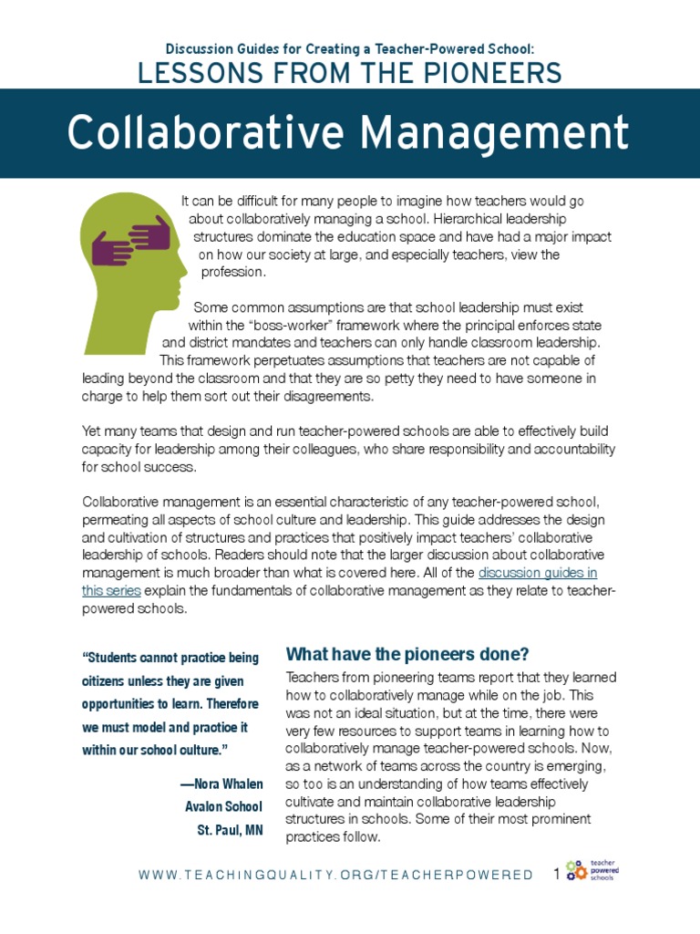 Discussion Guides For Creating A Teacher-Powered School:Collaborative ...