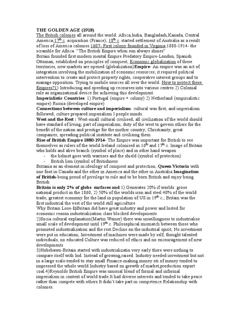 The Golden Age | PDF | British Empire | Imperialism