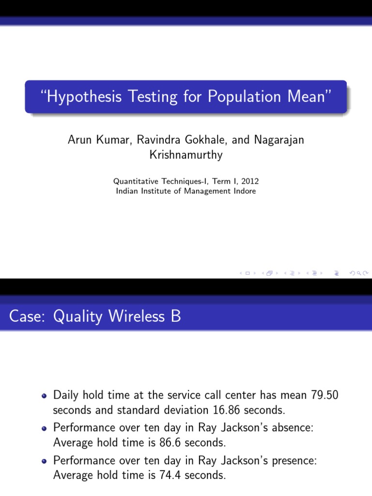 Hypothesis Testing for Mean Analysis | PDF | Statistical Hypothesis ...