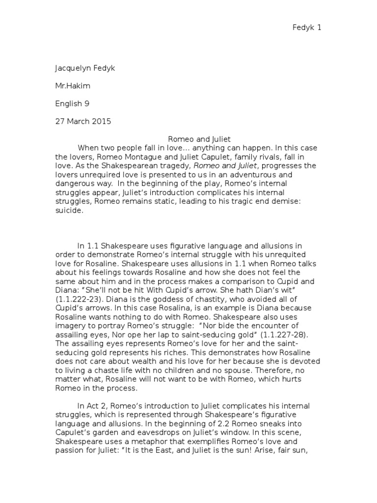 Final Body Paragraphs | PDF | Juliet | Characters In Romeo And Juliet