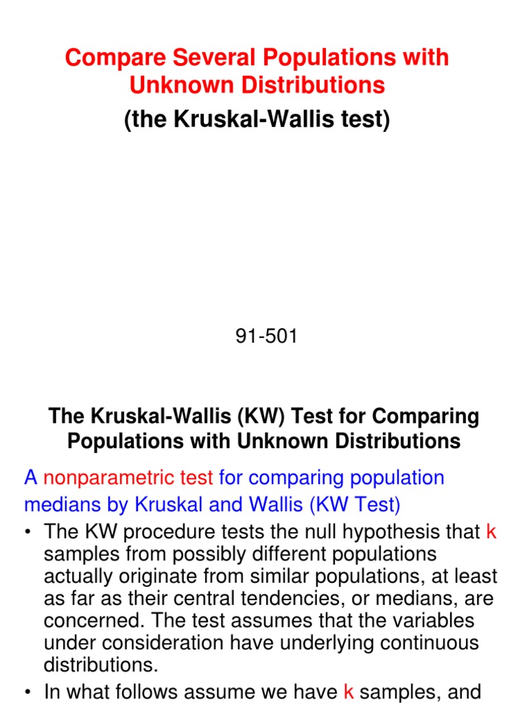 Kruskal-Wallis Test for Population Comparison | PDF | Chi Squared ...