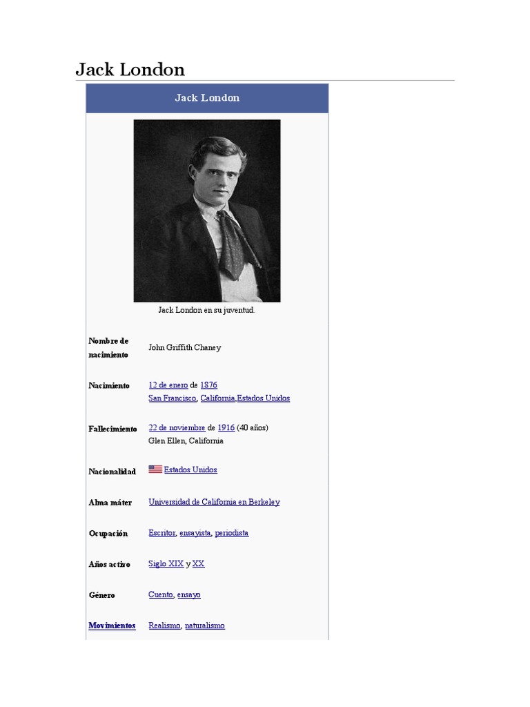 Jack London | PDF | Jack London
