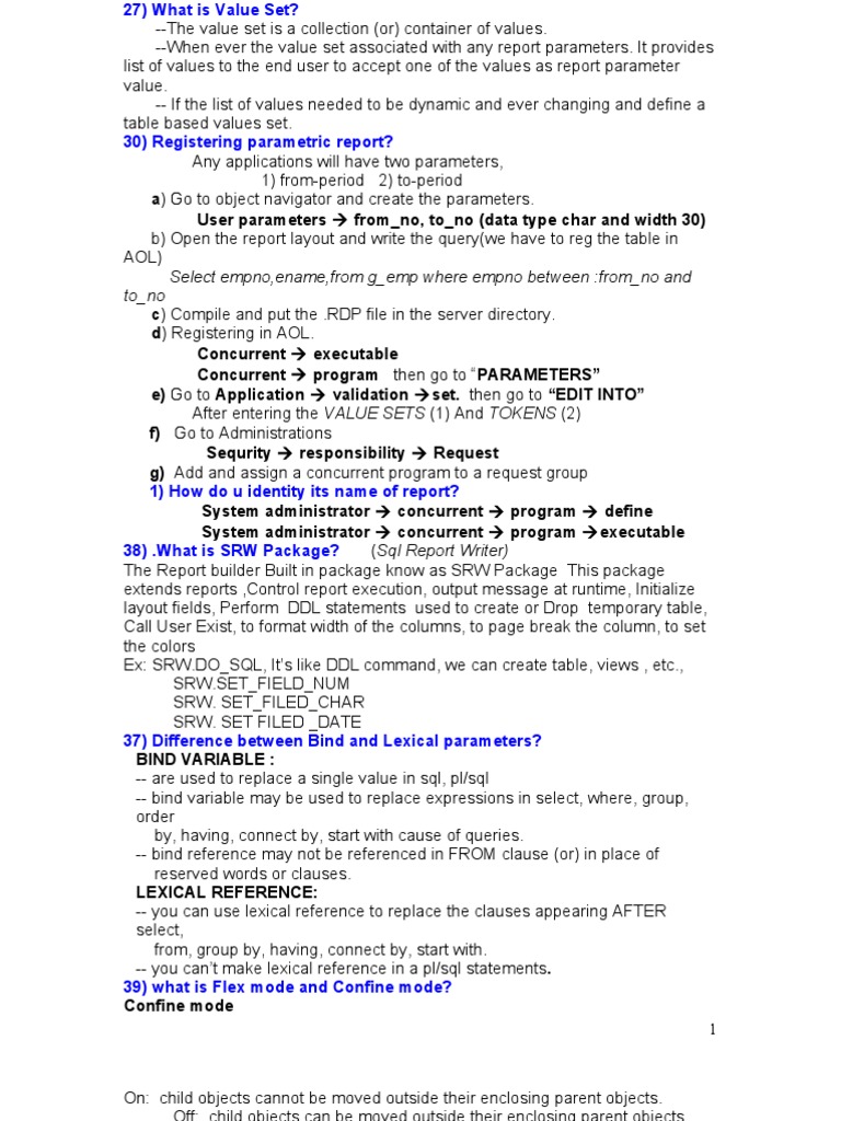 Oracle Reports Questionaire Pdf Plsql Parameter Computer