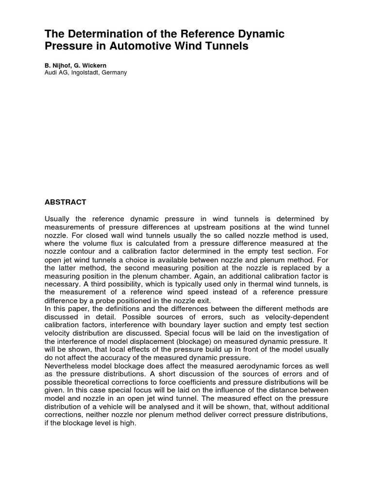 The Determination of The Reference Dynamic Pressure in Automotive Wind ...