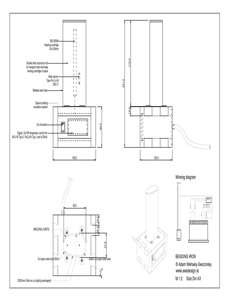 Bending Iron Design: Technical Drawing and Specifications for a Heating ...