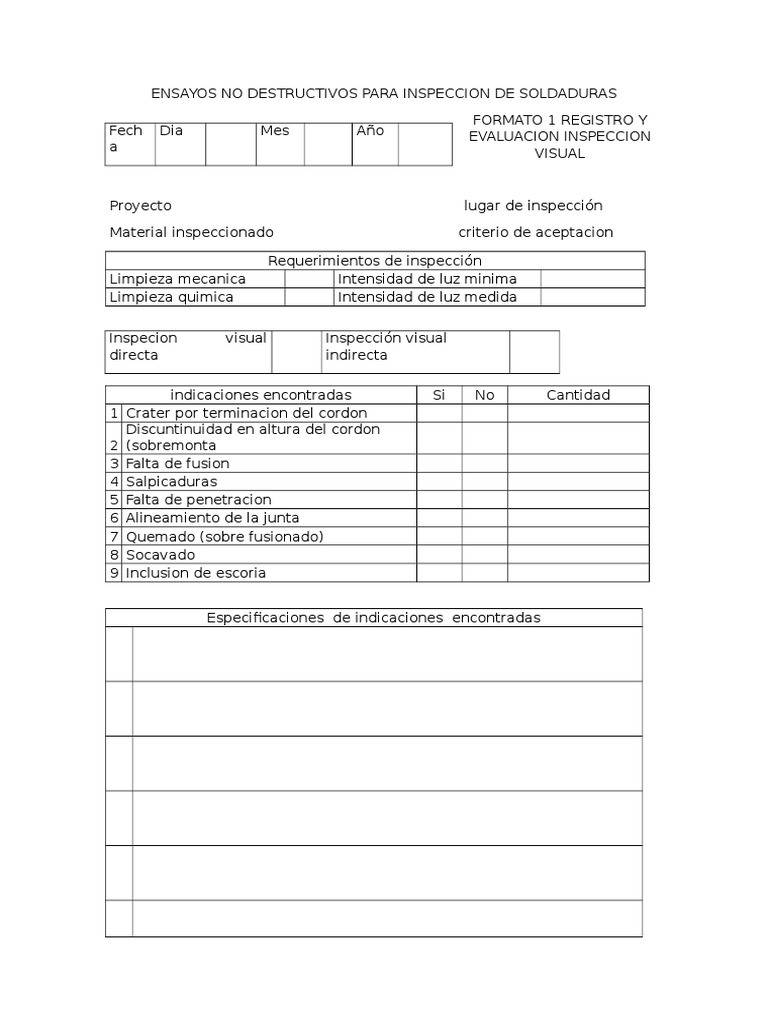 Anexo 1 Procedimiento Inspeccion Visual | PDF