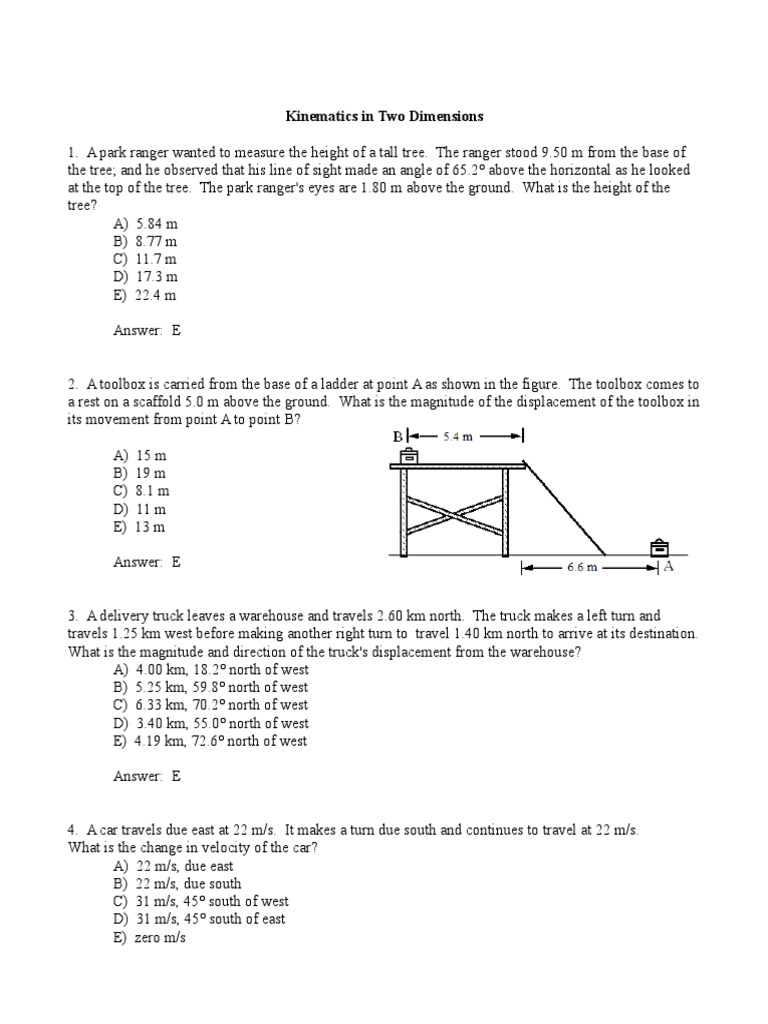Kinematics in Two Dimensions Analysis | PDF | Trajectory | Acceleration