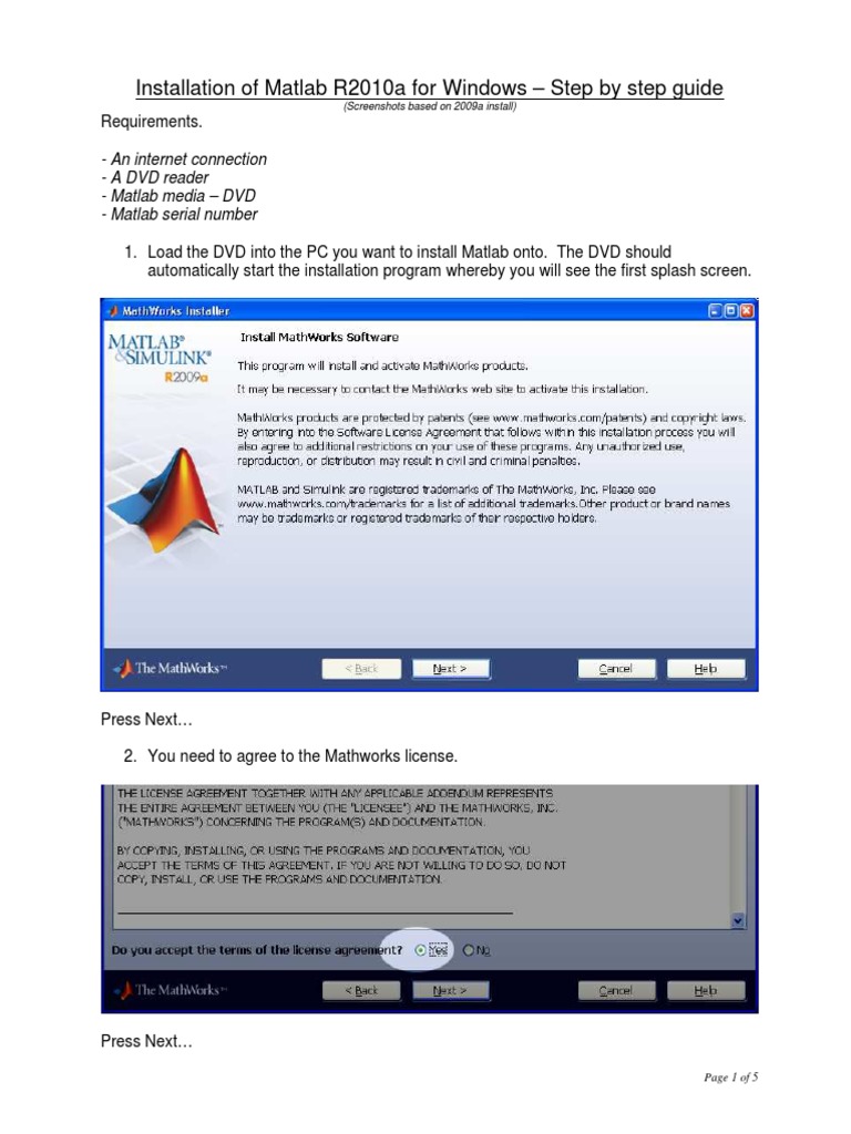 Matlab R2010a Windows Install Guide | PDF | Games & Activities | Computers