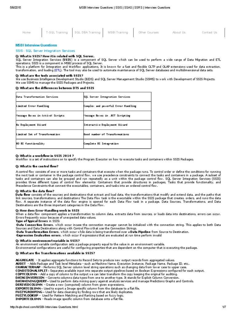 MSBI Interview Questions | PDF | Microsoft Sql Server | Microsoft ...