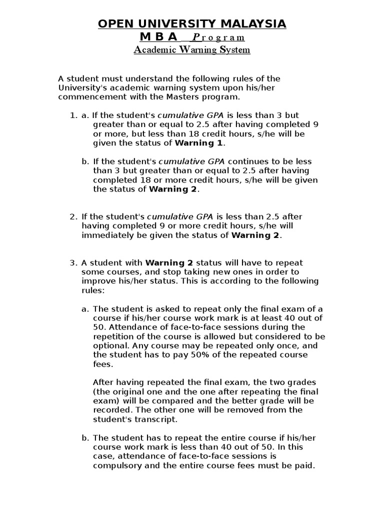 OUM Grading System | PDF | Course Credit | Grading (Education)