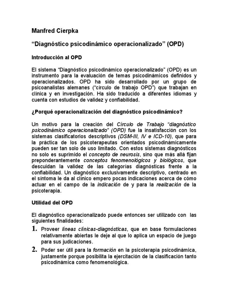 Opd II | PDF | Psicoanálisis | Psicoterapia