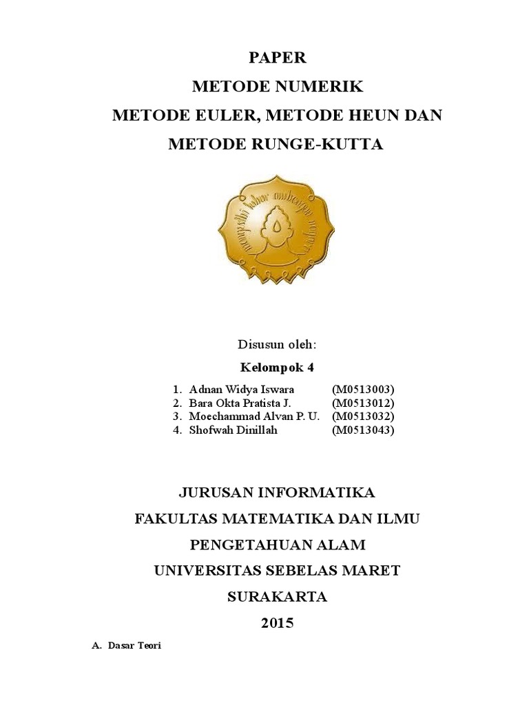 Numerical Method-Euler, Heun, Runge-Kutta | PDF