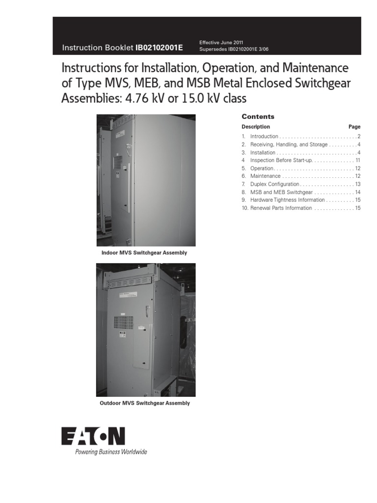 Operation and Maintenance of Switchgear | PDF
