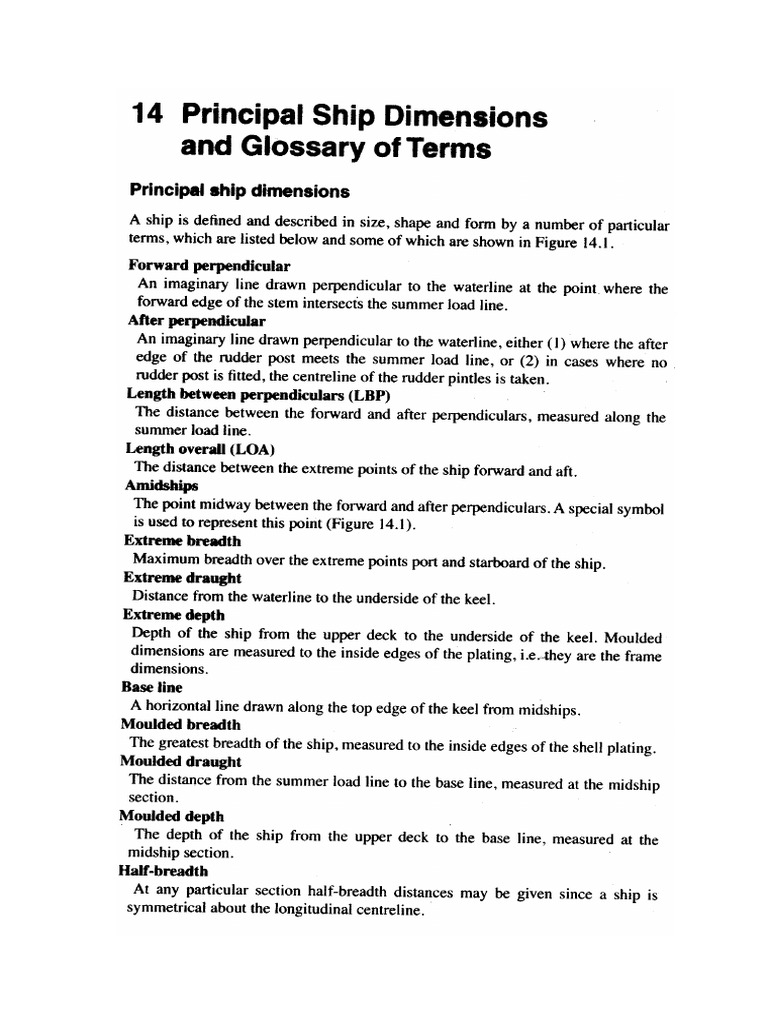 Principal Ship Dimensions and Glossary of Terms. | PDF | Tonnage | Deck ...