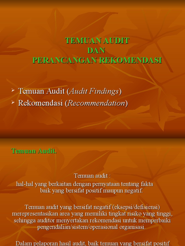 Definisi dan Contoh Temuan Audit | PDF
