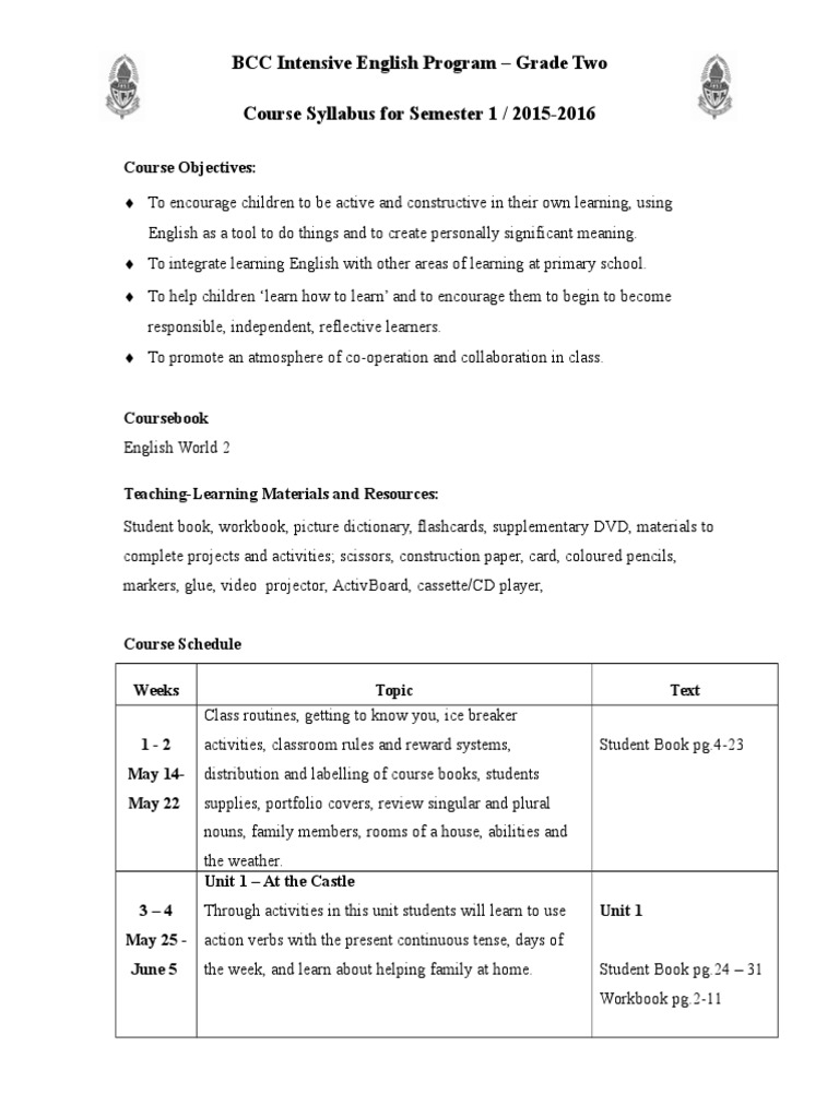 Grade 2 English Program Syllabus | PDF | English Language | Pronoun
