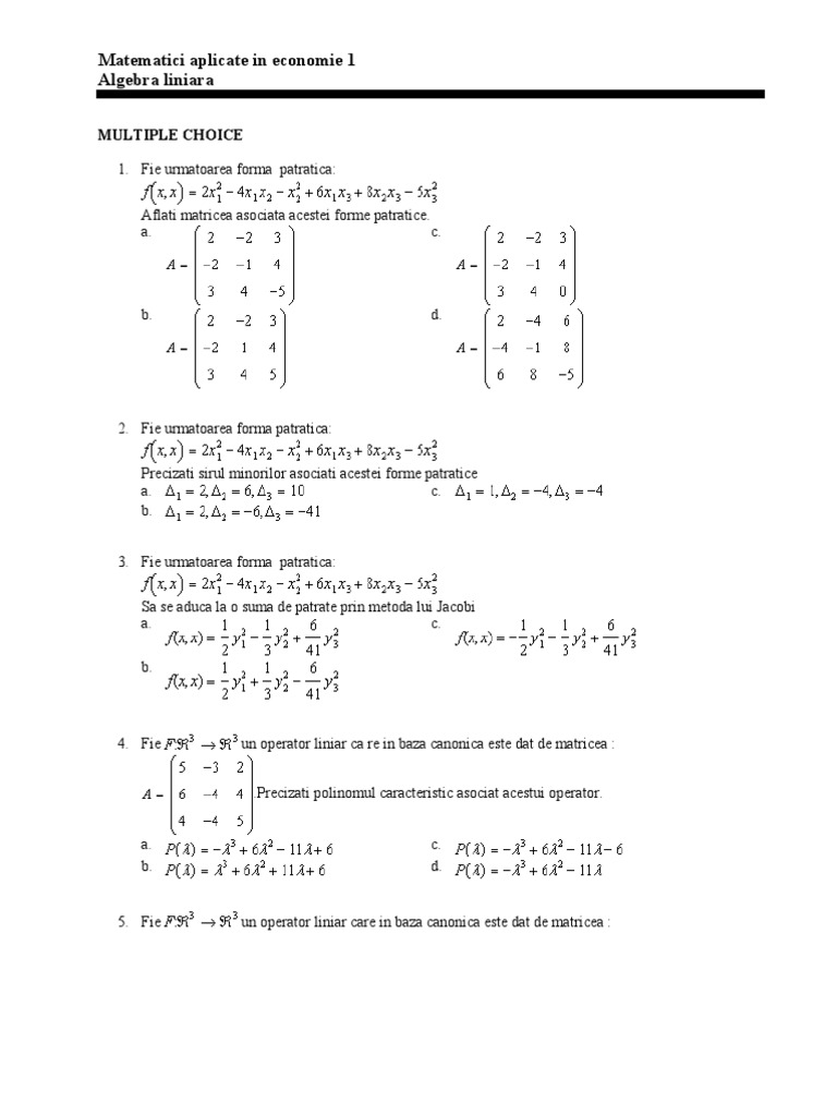 Matematici Aplicate in Economie | PDF