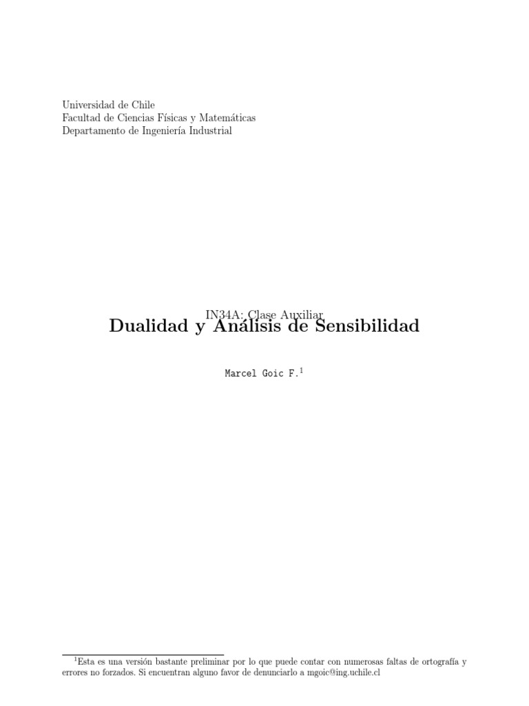 Dualidad y Analisis de Sensibilidad | PDF | Análisis matemático | Álgebra