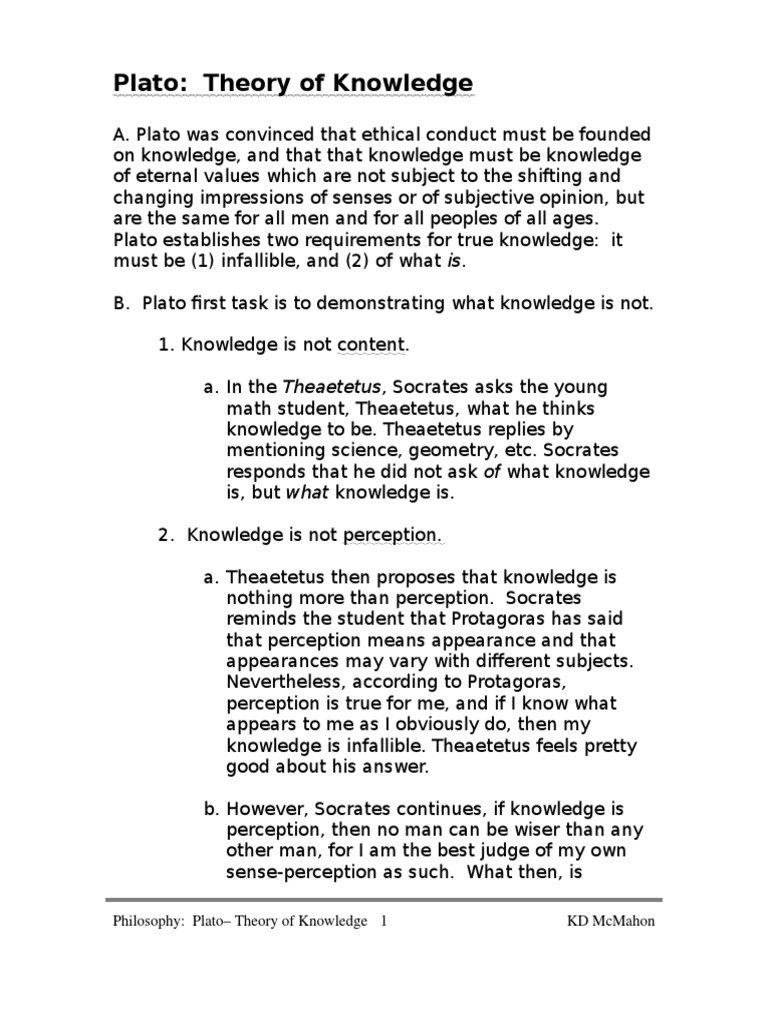 Plato's Theory of Knowledge Explained | PDF | Plato | Epistemology