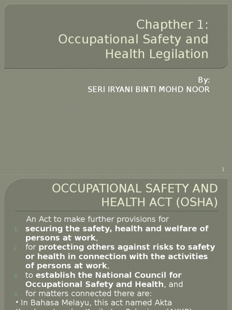 Chapter 2 - Osha Legislation | PDF | Occupational Safety And Health ...