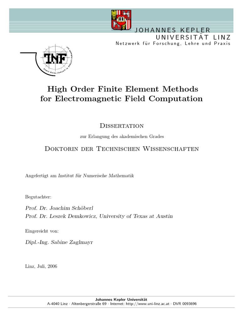 High Order Finite Element Methods For Electromagnetic Field Computation | PDF | Magnetic Field ...