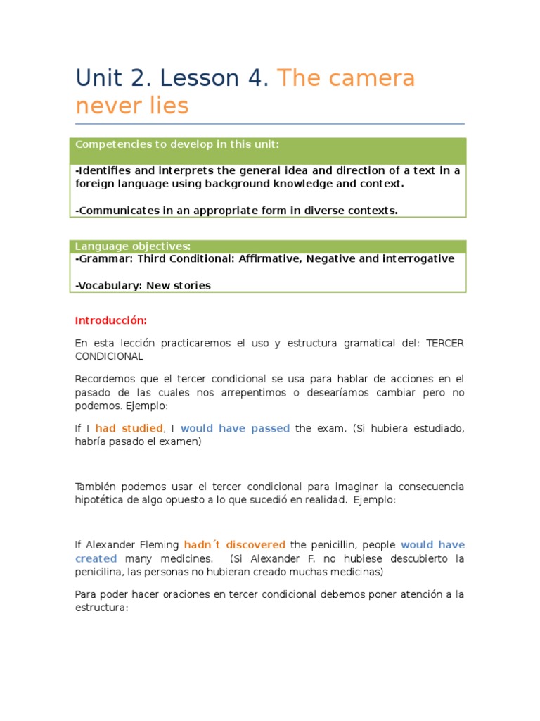 Unit 2. Lesson 4. The Camera Never Lies | Descargar gratis PDF ...