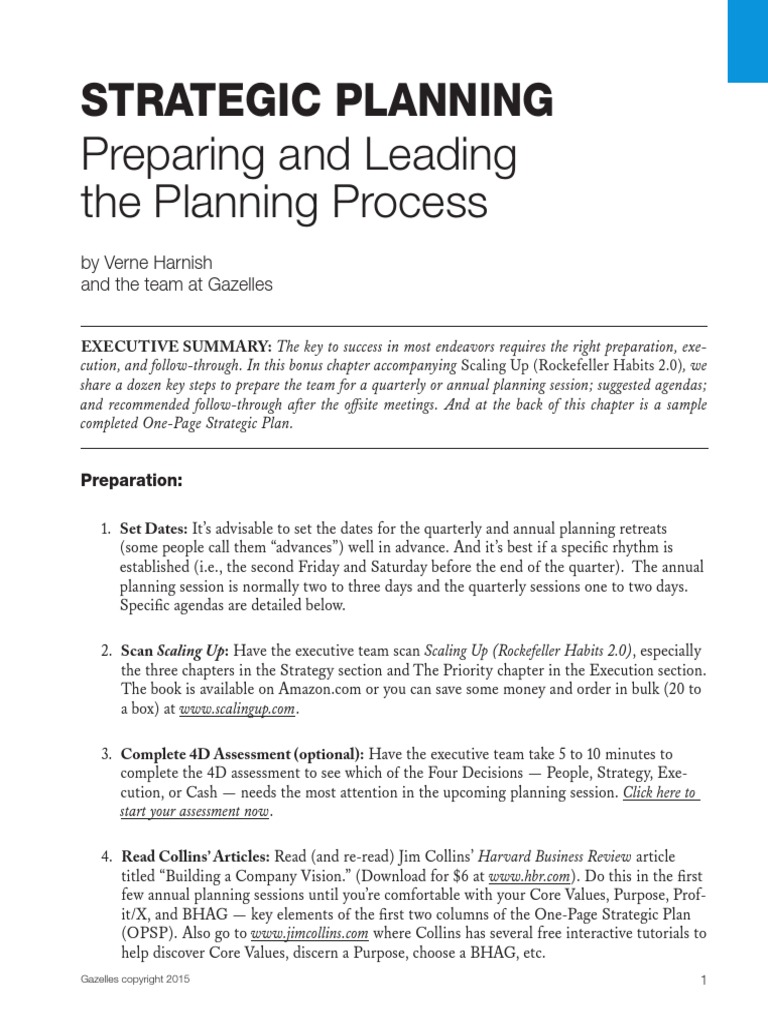 Sample-Scaling Up Strategic Planning Preparing and Leading The Planning ...