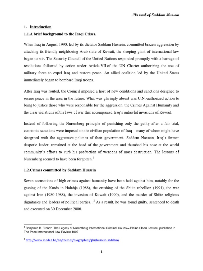 The Trial of Saddam Hussein | PDF | Saddam Hussein | Crime & Violence