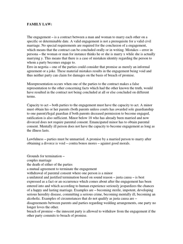 Family Law Notes 1 | PDF | Marriage | Divorce
