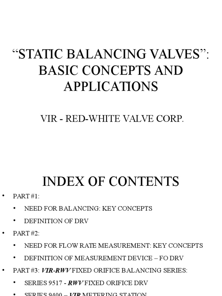 RWV Balancing Valve Training | PDF | Flow Measurement | Fluid Dynamics