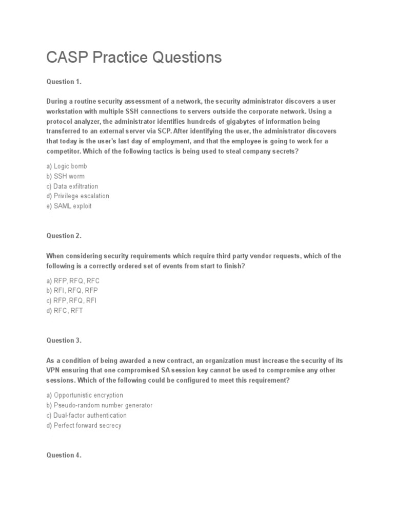 CASP Practice Questions | Network Switch | Electronic Health Record