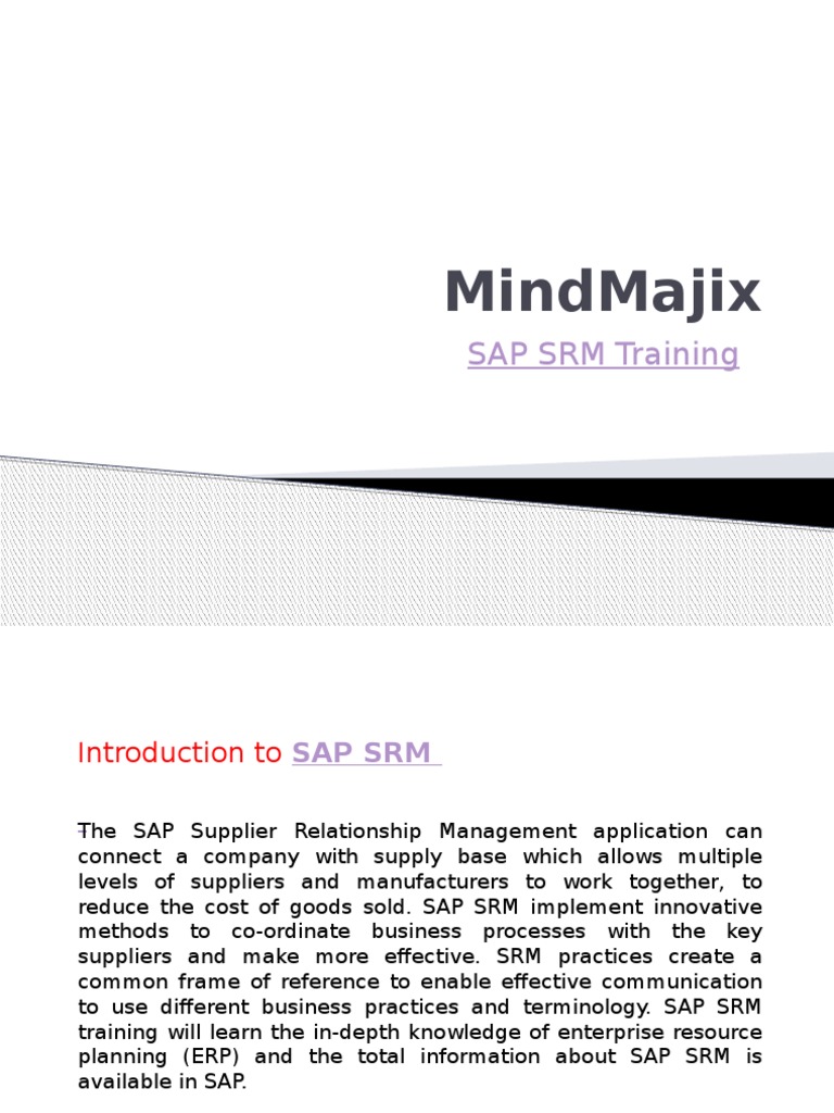 SAP SRM Online Training Course Guide | PDF | Business
