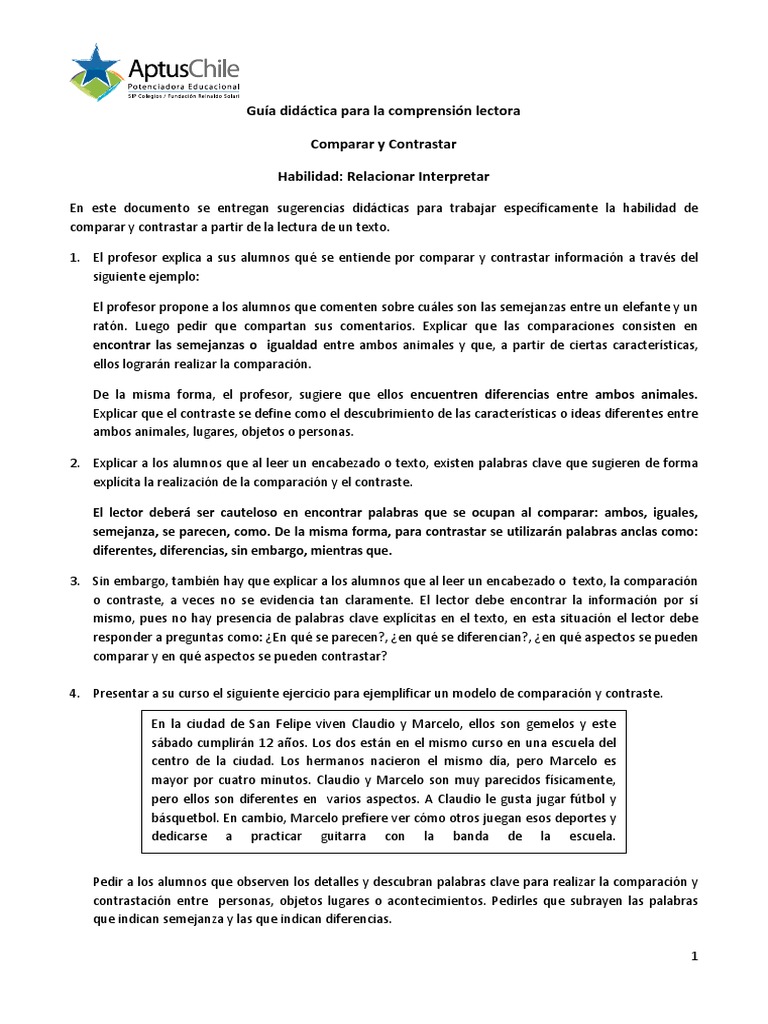 Comparar y Contrastar en Lectura | PDF | Deportes | Lectura (proceso)